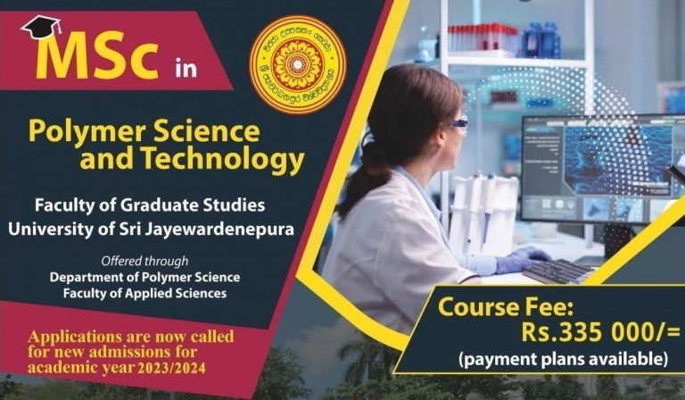 MSc in Polymer Science and Technology at University of Sri Jayawardenapura